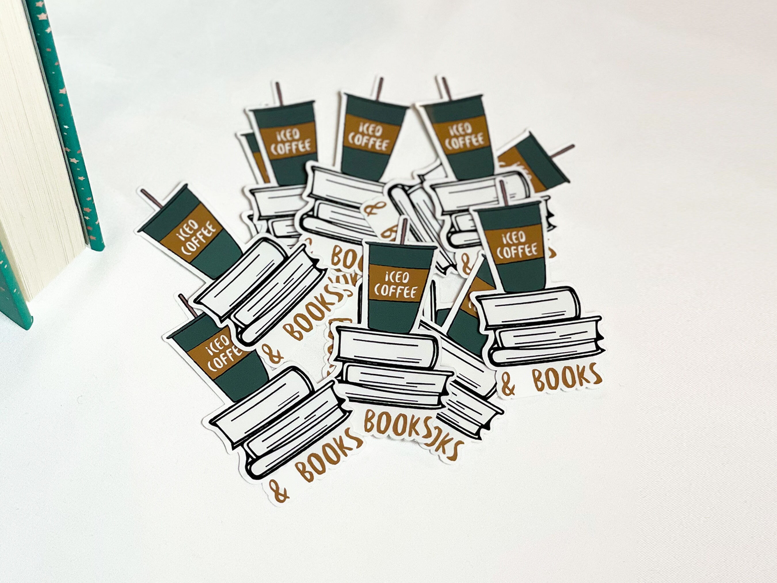 Iced Coffee and Books Bookish Stickers I Love Books Sticker | Etsy