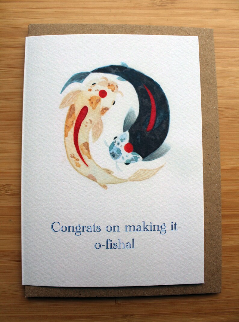 Pun Greeting Card- Congrats on Making It O-fishal - Etsy