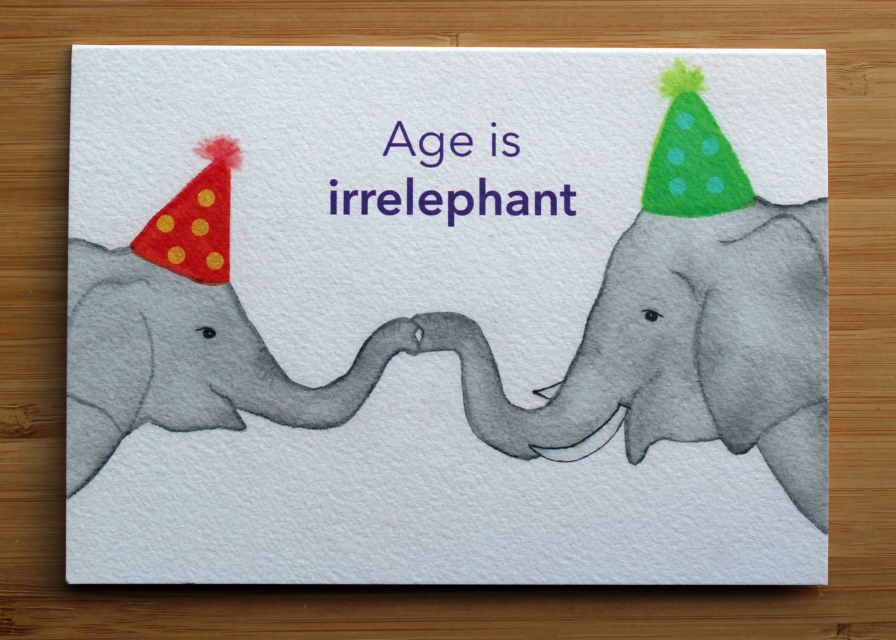 Pun Greeting Card Age is Irrelephant - Etsy