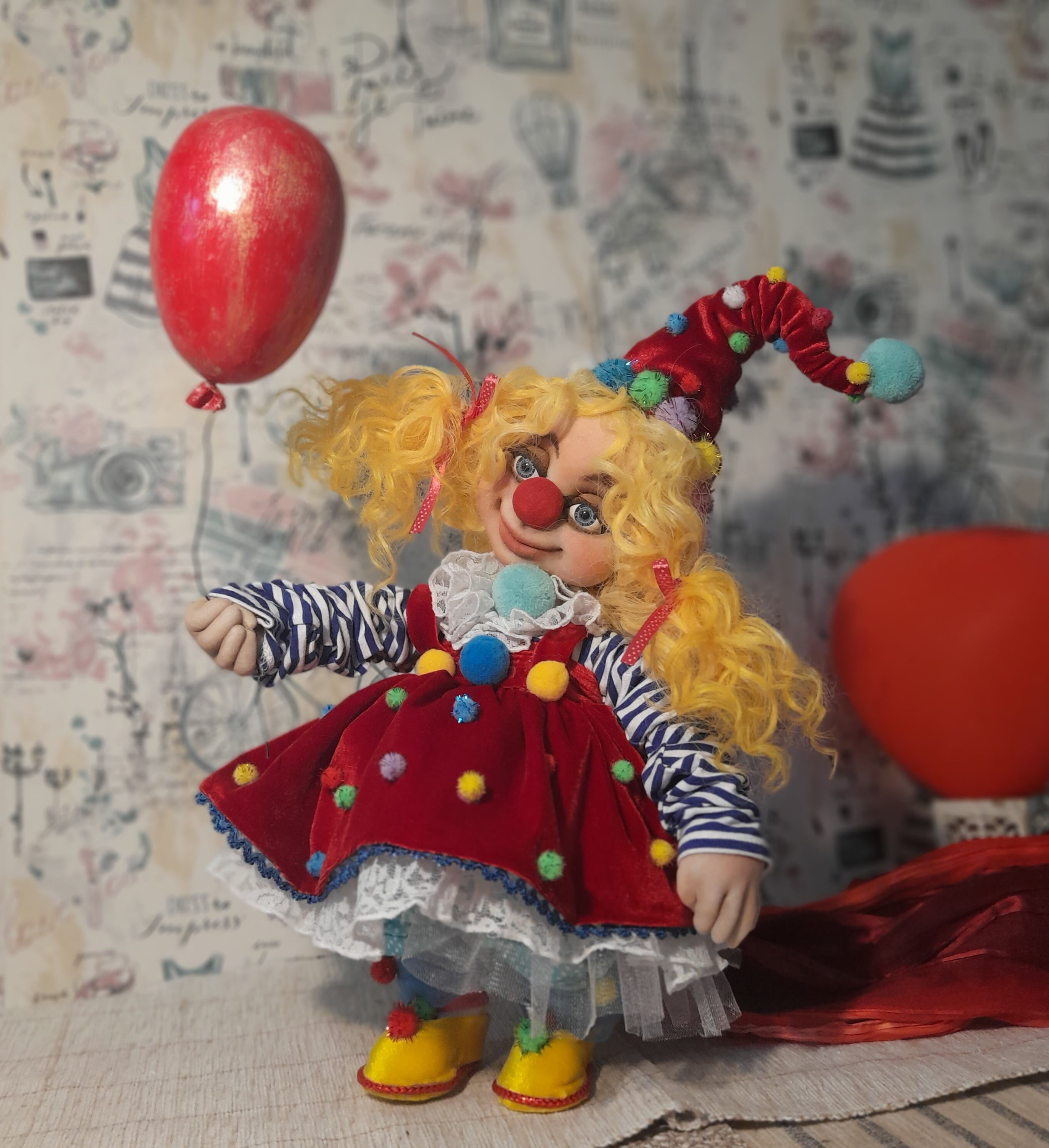 SOLD. Clown Doll. Handmade Cleaver Art Doll Collection Doll - Etsy