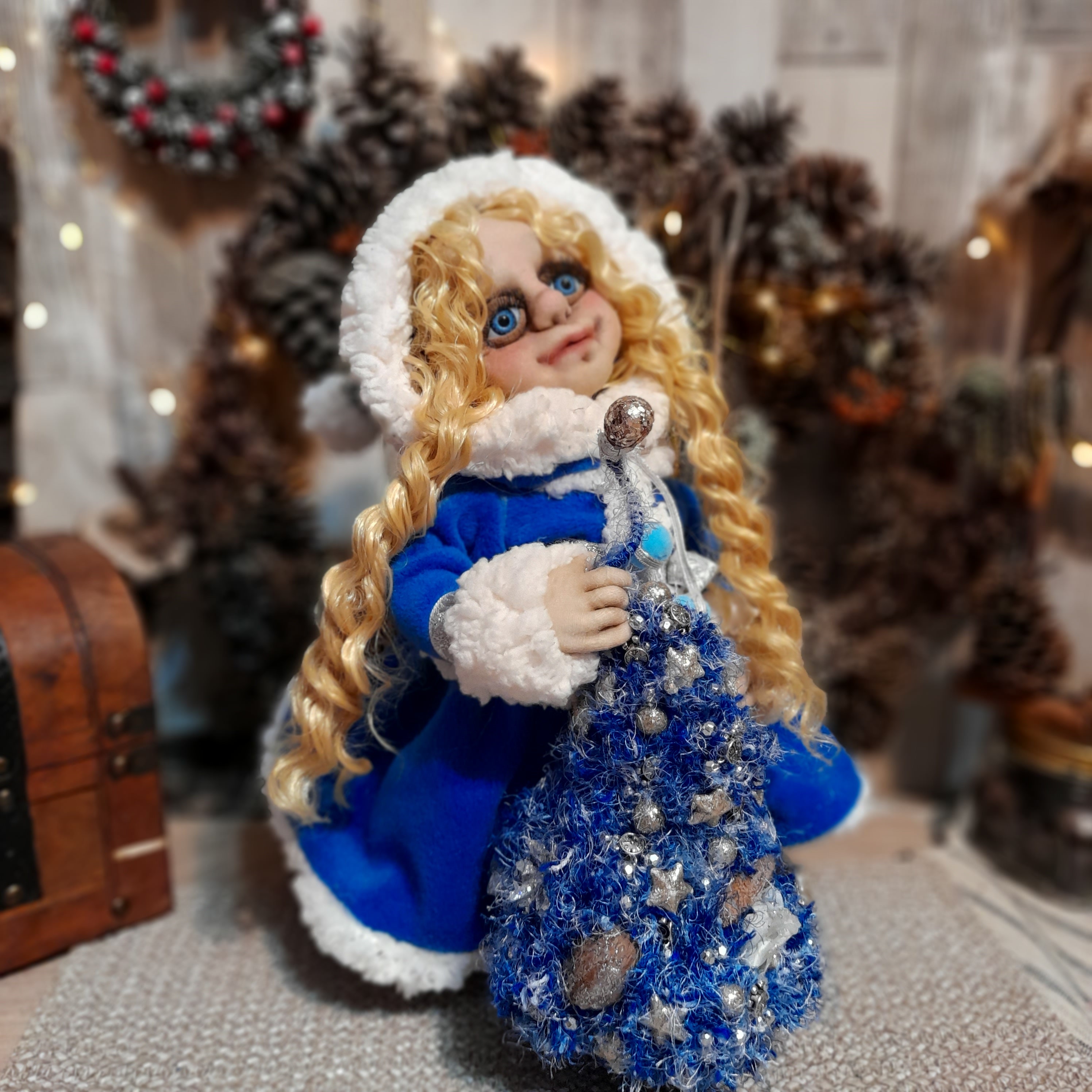 Christmas Snow Girl Textile Doll Doll Winter Doll With Christmas Tree ...