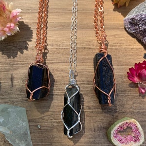Long Black Tourmaline Pendant, High Quality Black Tourmaline, Medium ...