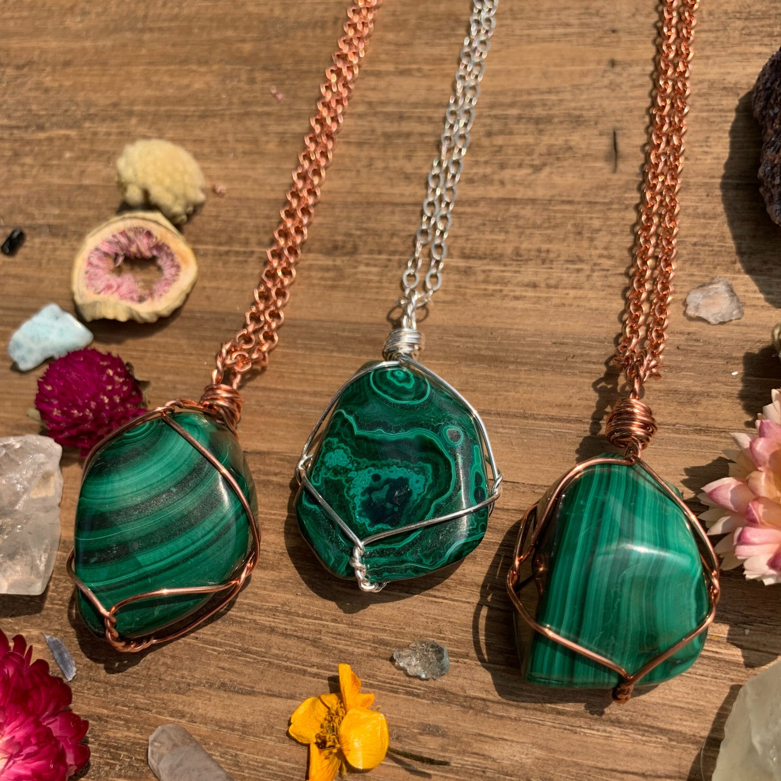 Natural Malachite Pendant, Malachite Necklace, Protection Crystal ...