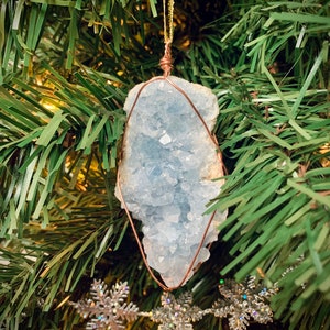 Geode Crystal Ornament Charm, Raw Gemstone Ornament, Christmas Gift ...