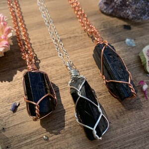 Long Black Tourmaline Pendant, High Quality Black Tourmaline, Medium ...