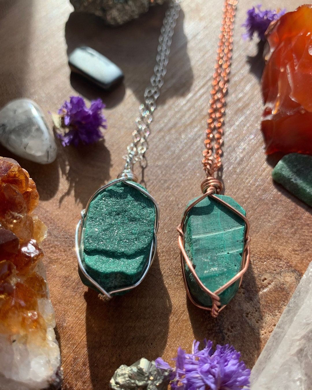 High Quality Malachite Pendant, Small Malachite Necklace, Protection ...