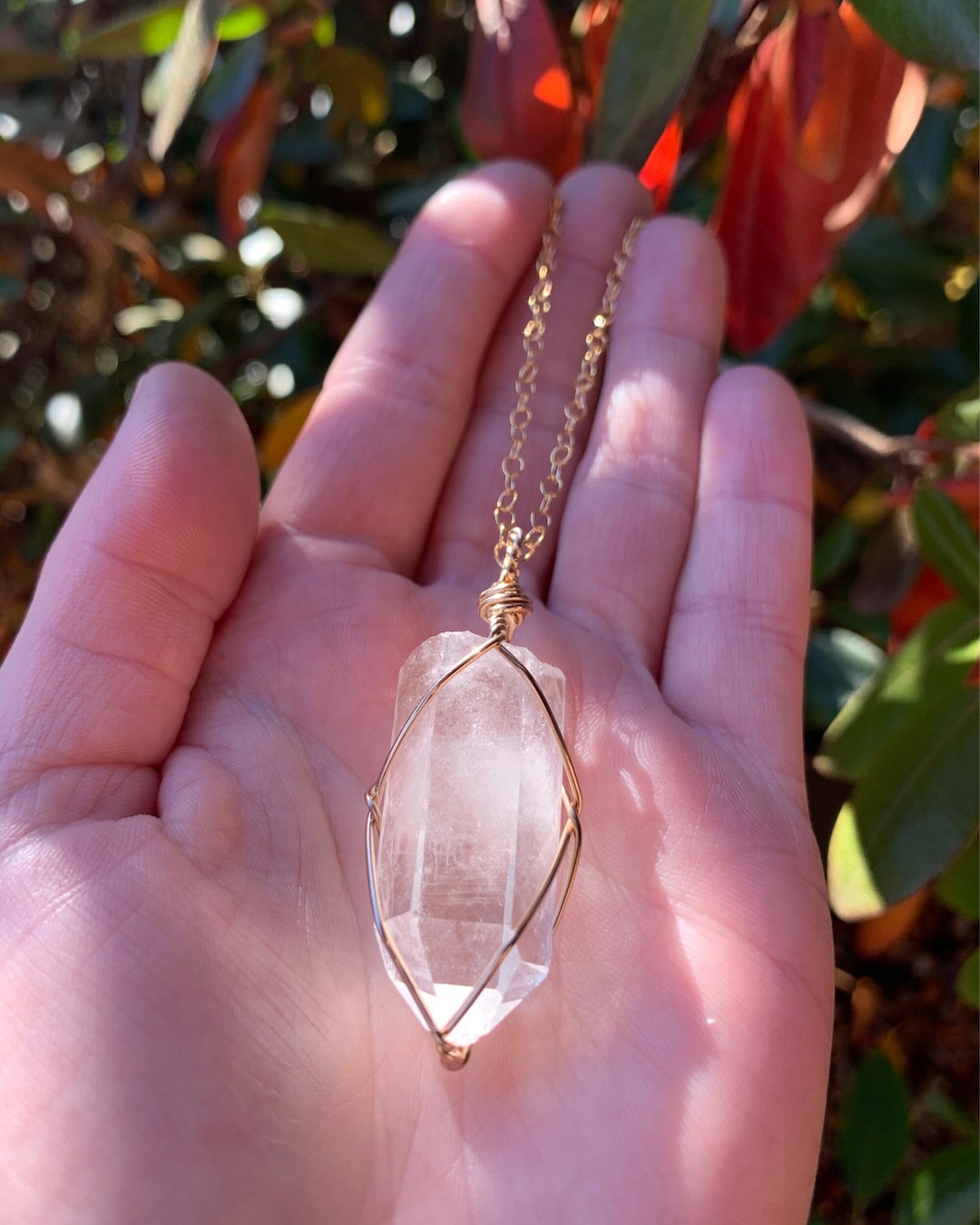 Large Clear Quartz Crystal Necklace, Pure Copper, Clear Quartz Point ...