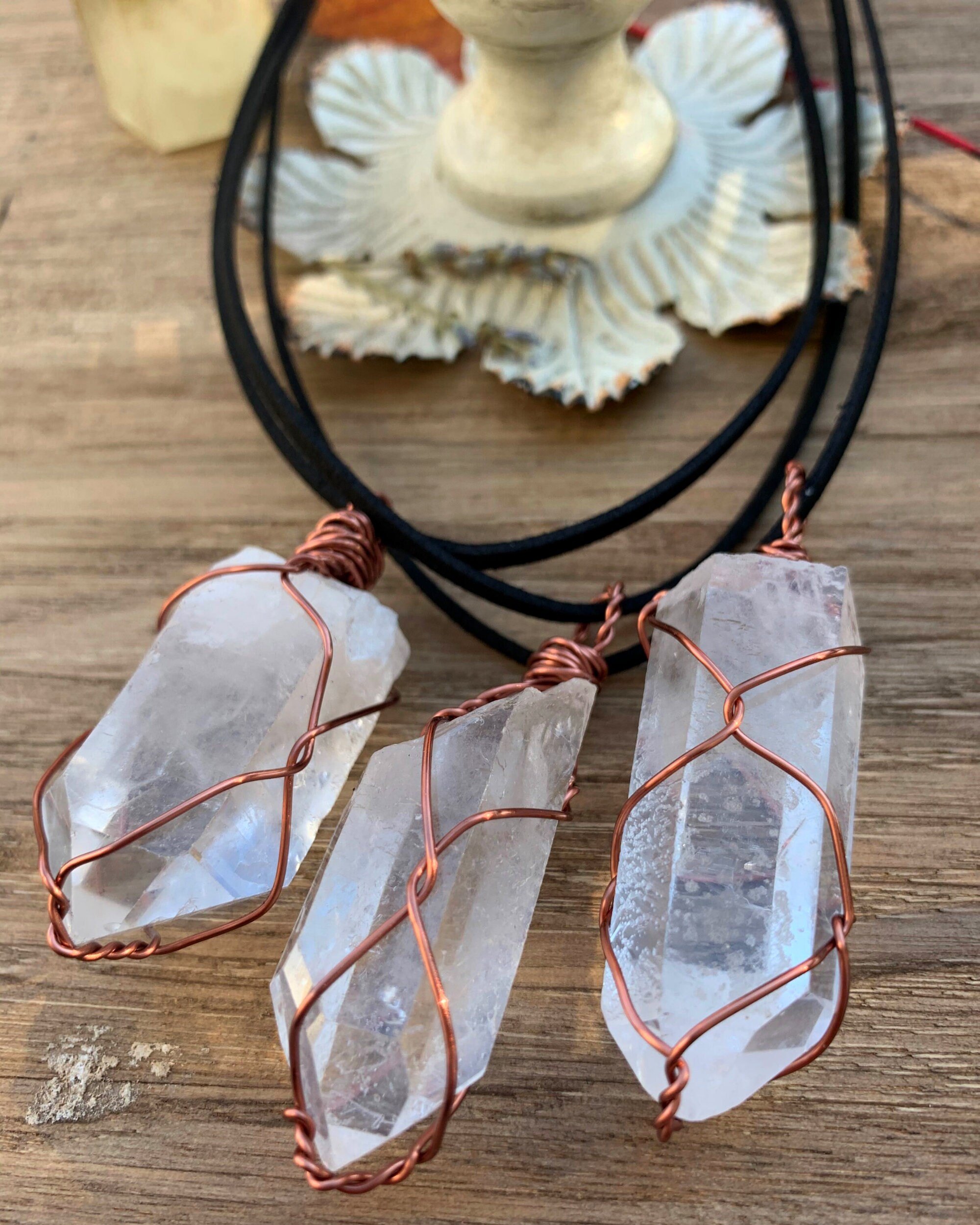 Large Clear Quartz Crystal Necklace Pure Copper Clear Quartz - Etsy