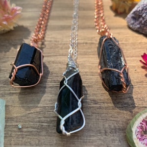 Long Black Tourmaline Pendant, High Quality Black Tourmaline, Medium ...