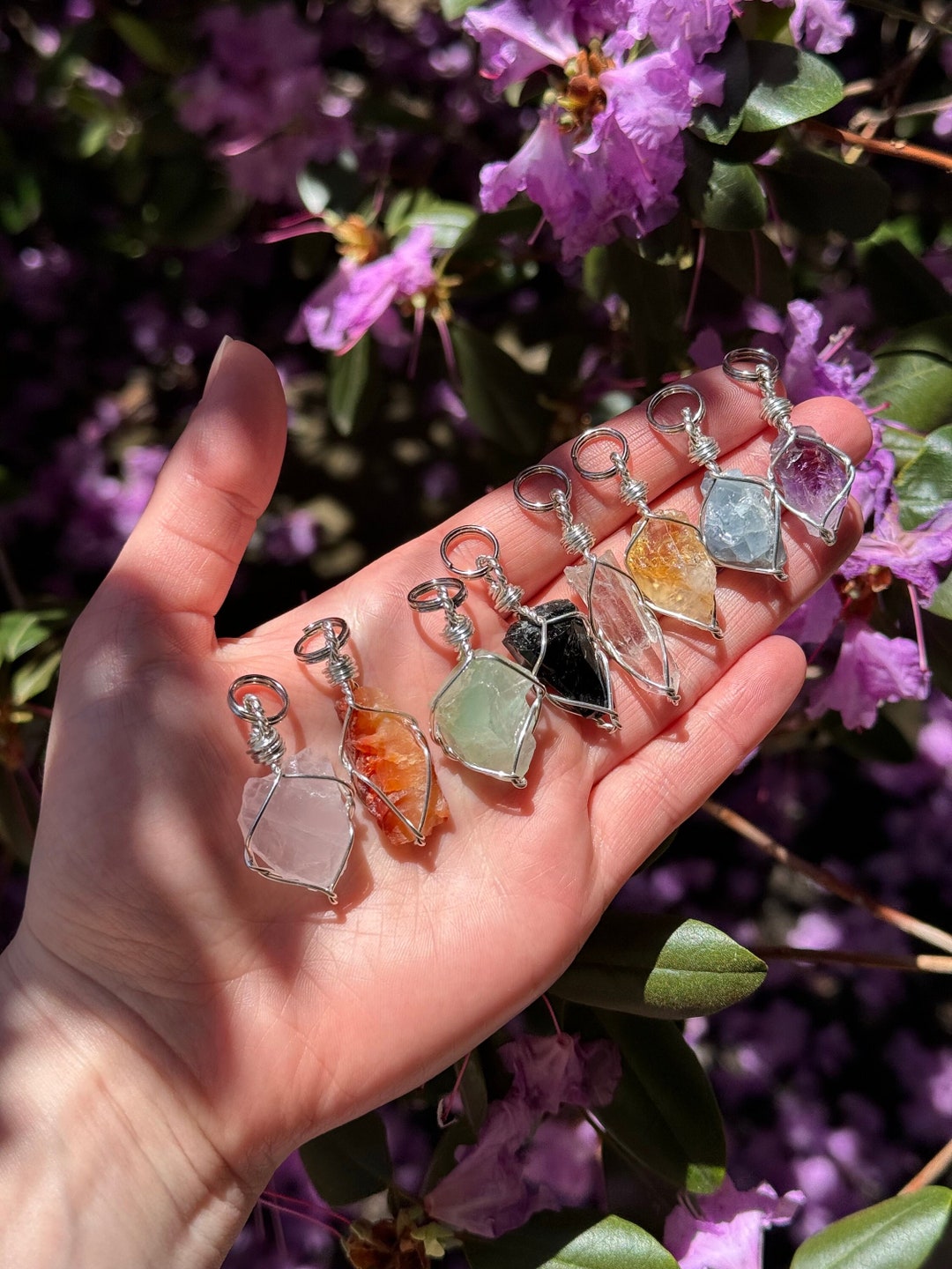 Small Raw Crystal Keychain Charm, Pet Collar Charm, Bag Accessory ...