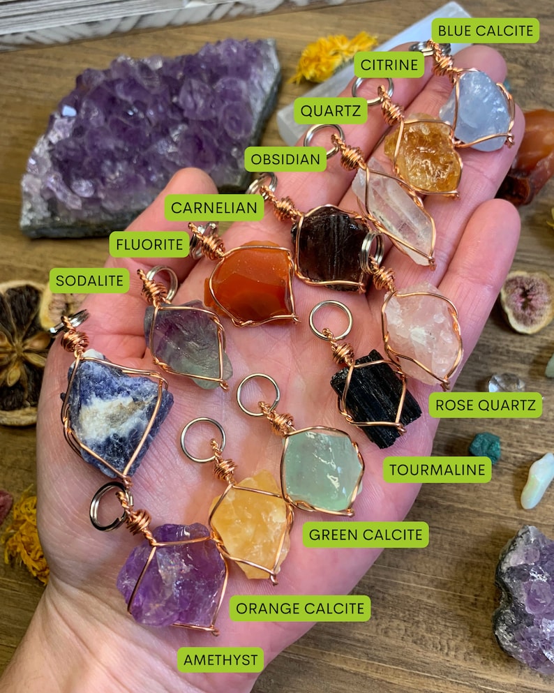 Small Raw Crystal Keychain Charm Pet Collar Charm Bag - Etsy