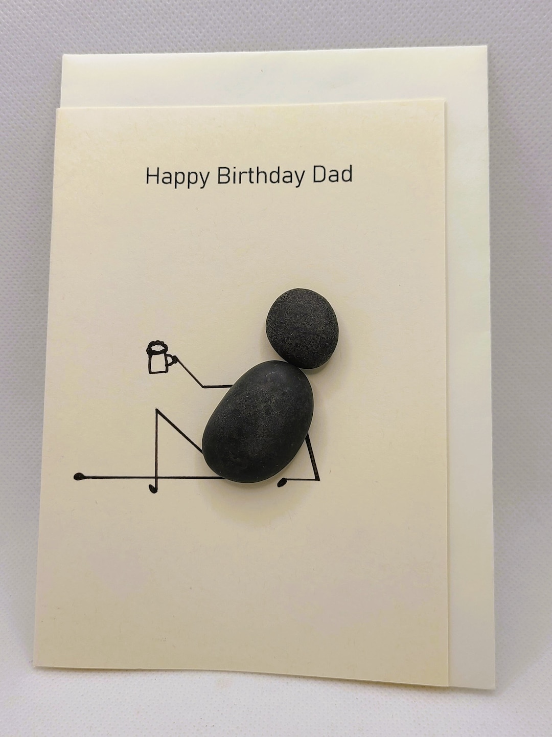 Happy Birthday Dad Greeting Card, Hand Made Pebble Art - Etsy