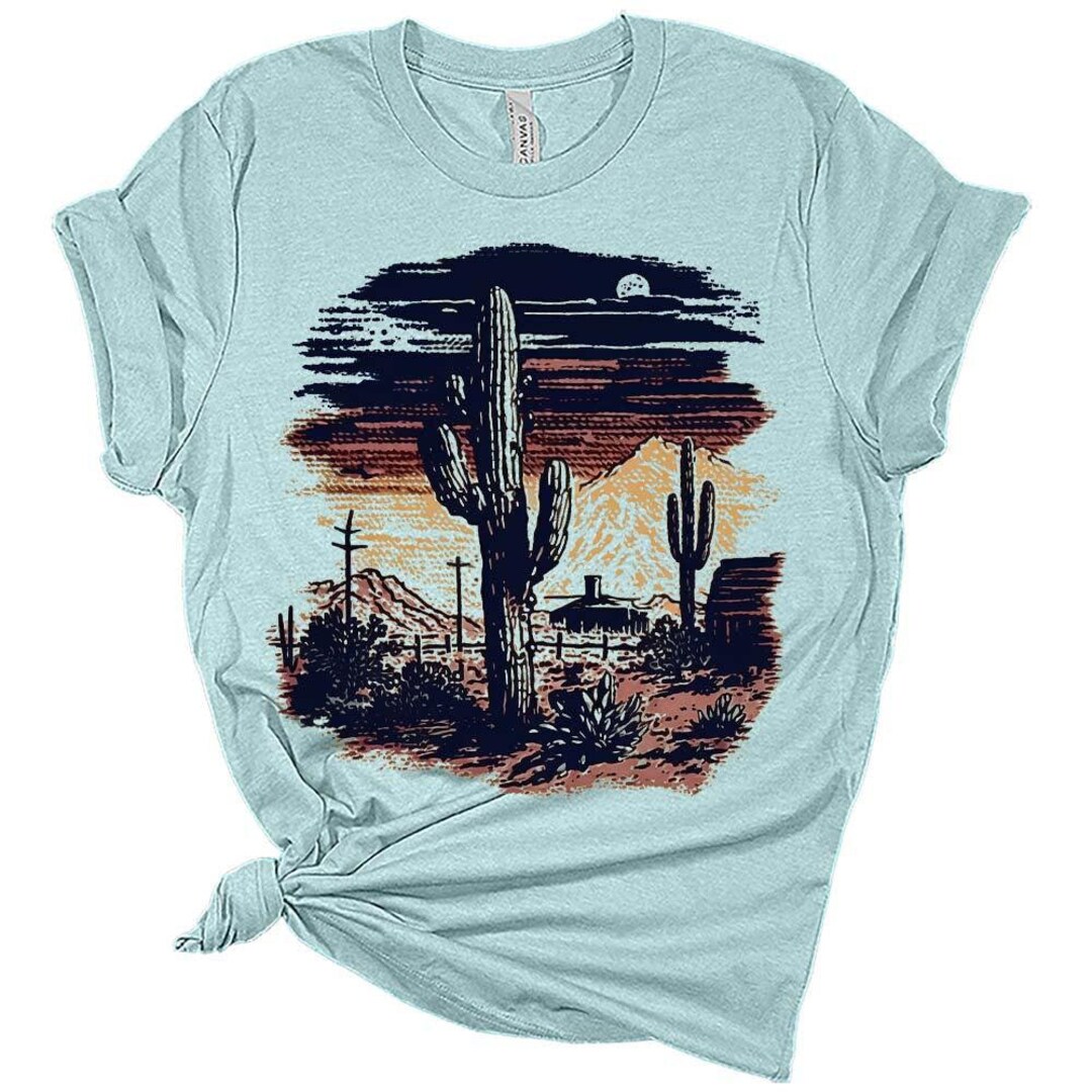 Desert Cactus Ranch Scene Western Graphic Tees, Country Shirt, Nature ...