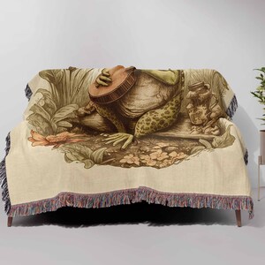 Frog Banjo Woven Blanket: Cottagecore Fringed Throw (50" X 60") - Etsy