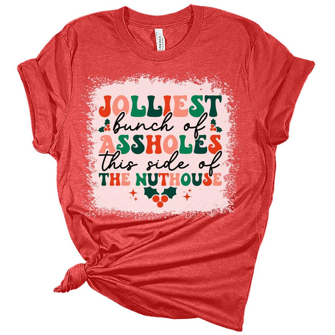 Jolliest Bunch of Acorns Christmas Shirts for Women Graphic Bleach ...