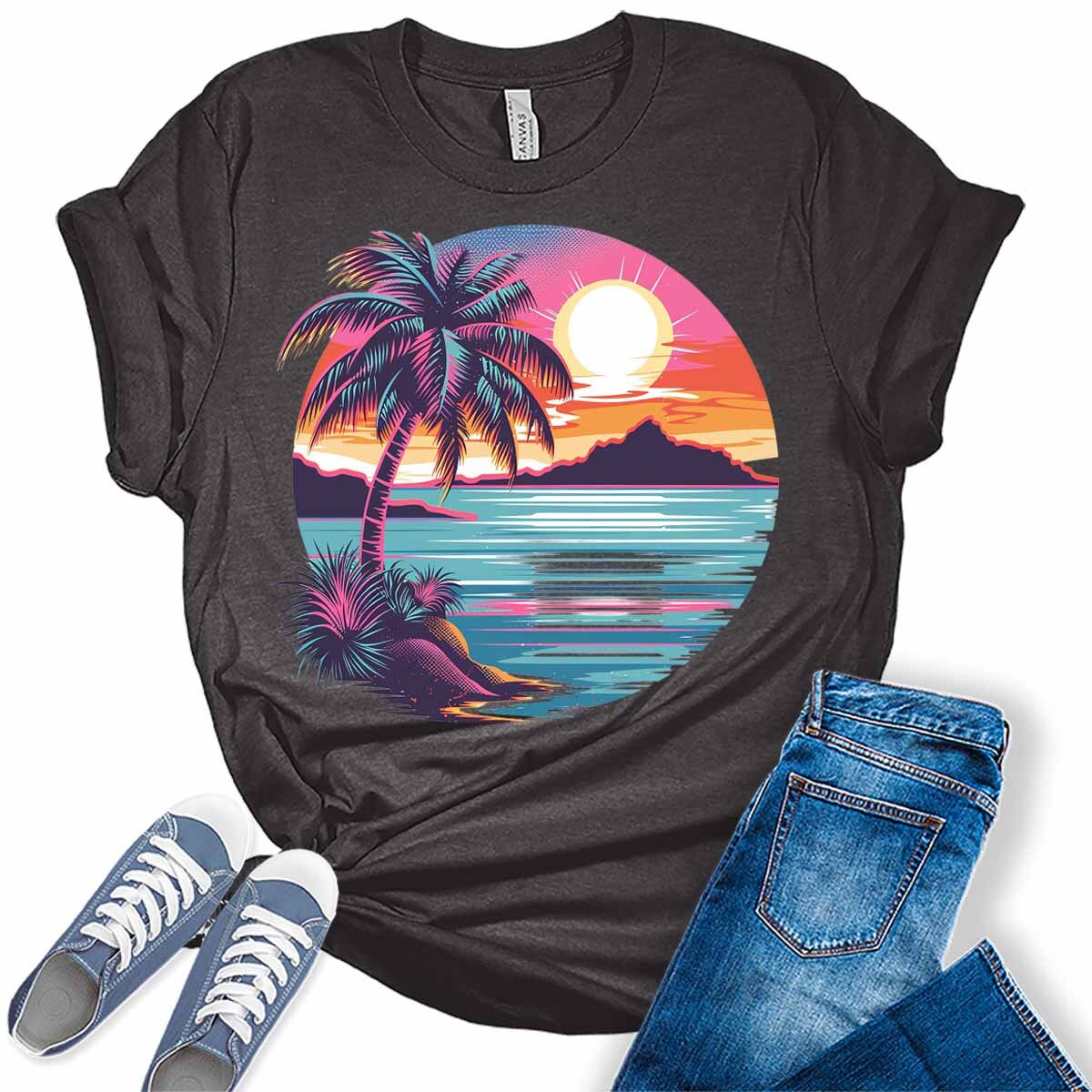 Retro Vintage Beach Summer Womens Graphic Tees, Gifts for Her, Trendy ...
