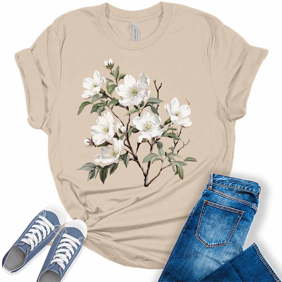 Floral Spring Blossom Womens Graphic Tees, Flower Shirt, Wildflower ...