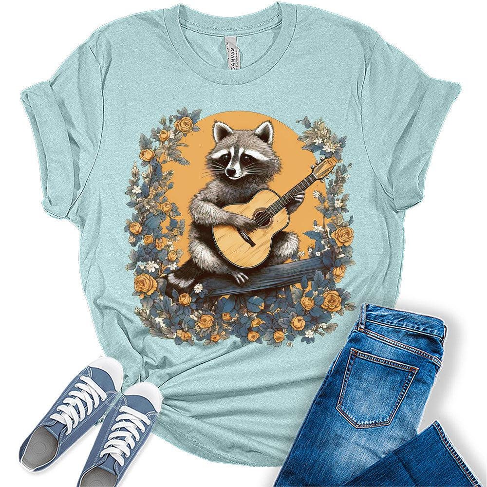 Cottagecore Raccoon Playing Guitar Floral T-shirt Gifts for - Etsy