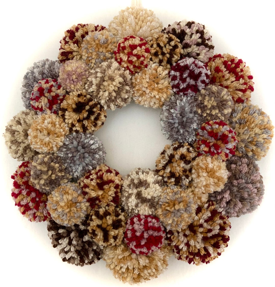 Rustic Fall Decorations / Autumn Pom Pom Wreath / Thank You Hostess ...
