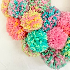 Pastel Pom Pom Wreath / Sherbet Colored Home Decor / Spring Easter Wall ...