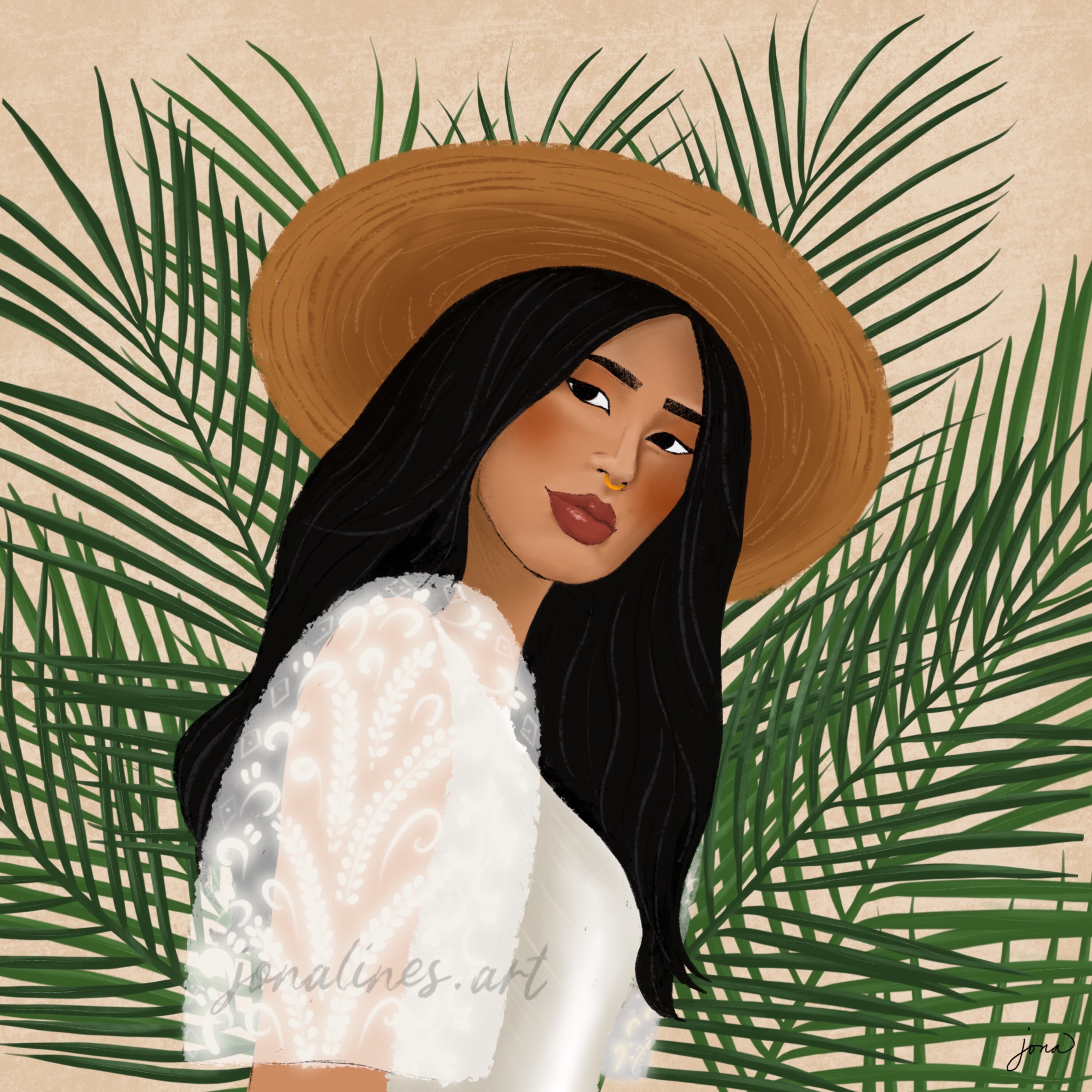 Filipina Artwork Filipiniana With Sun Hat. - Etsy