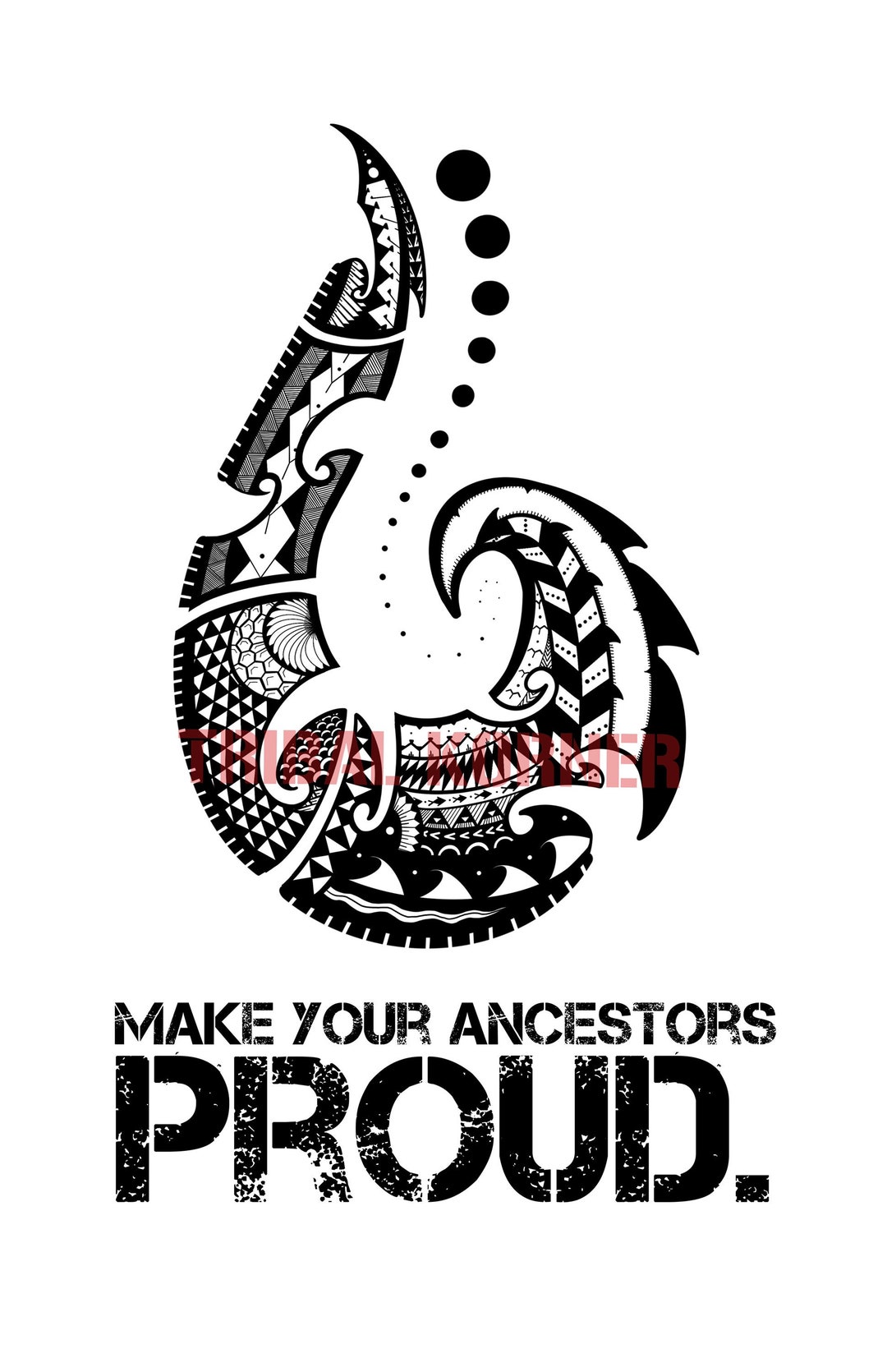 Tribal Fish Hook (makau) Art Print - Etsy