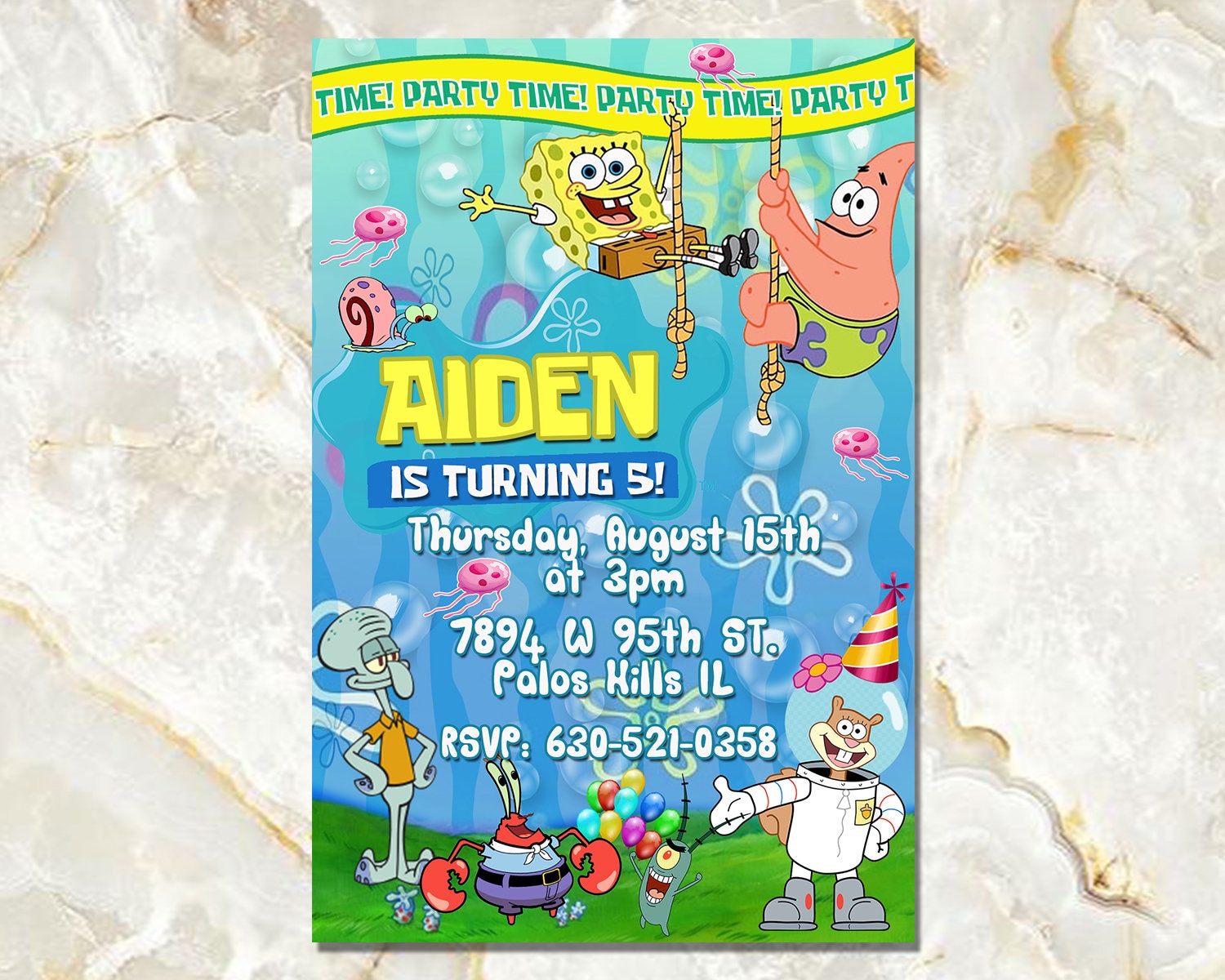 SpongeBob SquarePants Birthday Party Invitation Printable For | Etsy