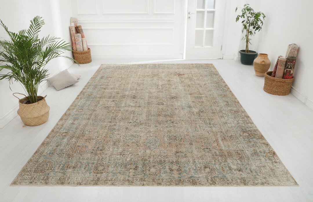 Turkish Pastel Rug, Vintage Soft Rug,7x12 Rug,oushak Vintage Rug ...