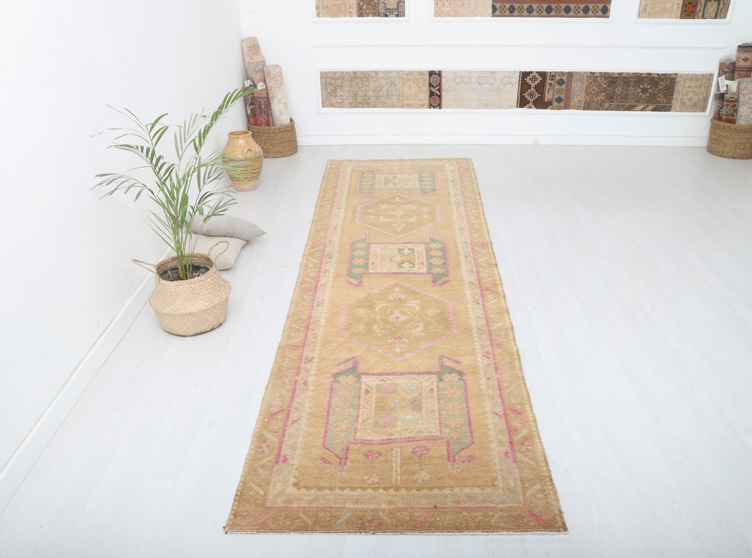 3x13, Turkish Runner Rug, 3x13 Wool Rug, Vintage Runner Rug,oushak ...