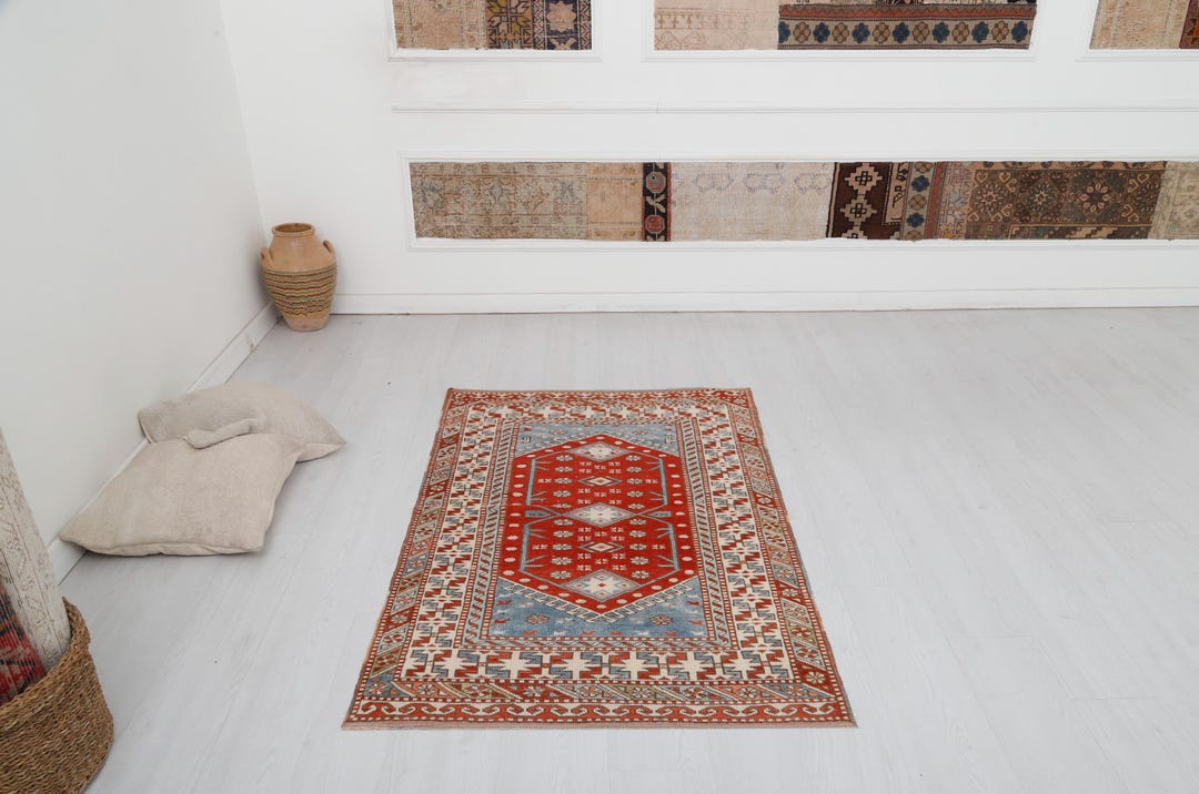 Neutral Rug, 3x5 Faded Rug, Handmade Rug, Turkish Rug, Vintage Rug, 3x5 ...