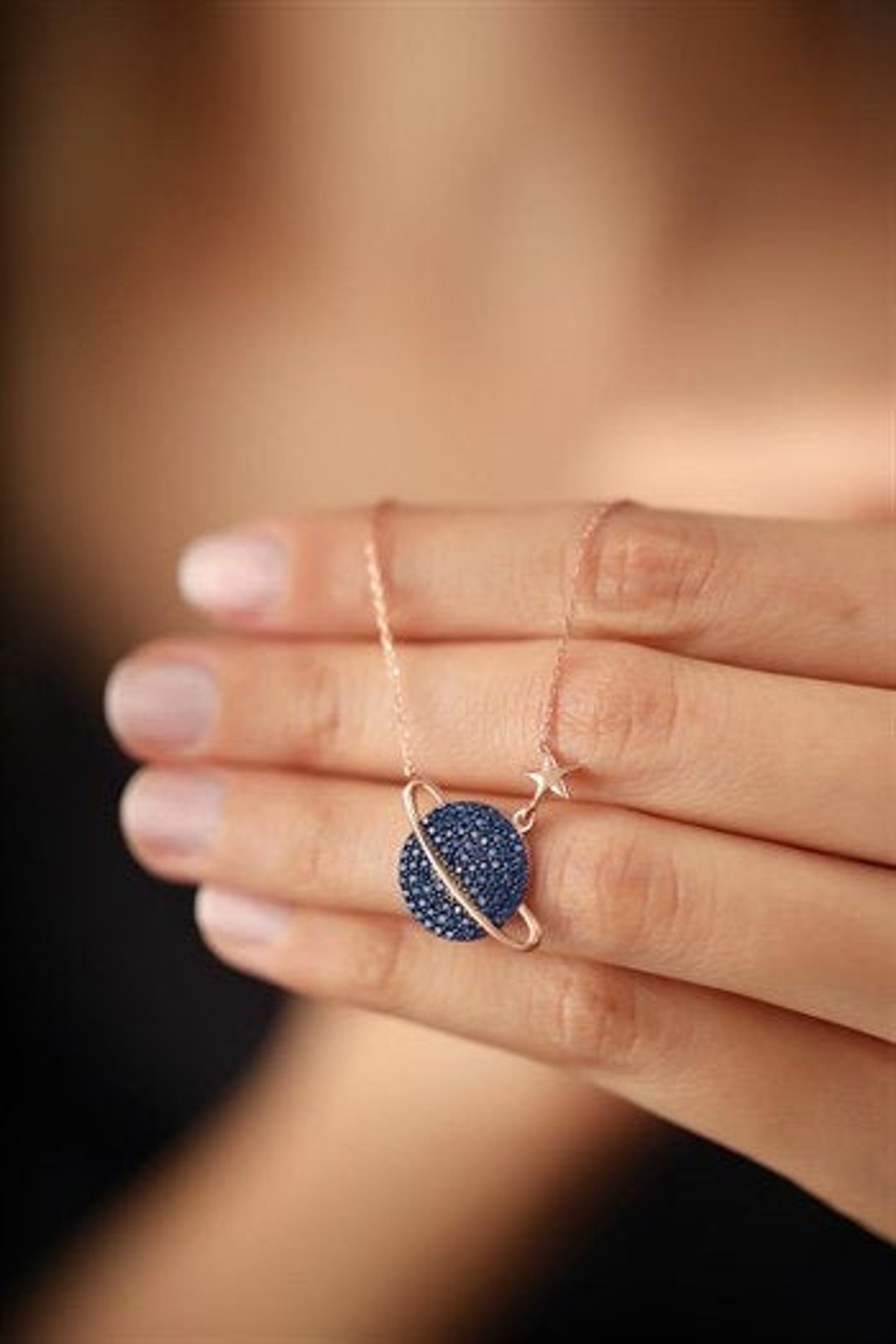 Silver Chain Necklace 925 Sterling Chain Silver Planet Star Model ...