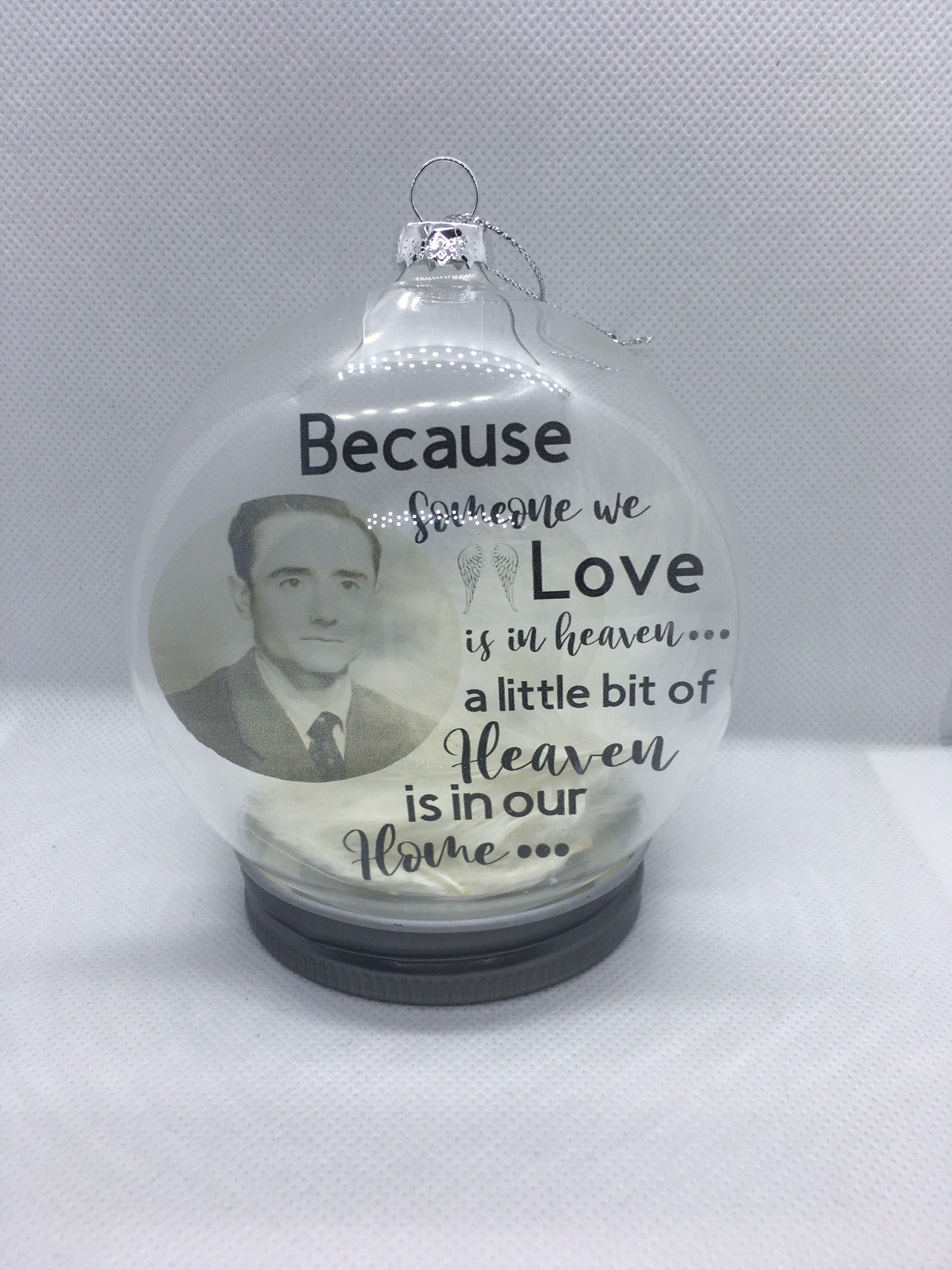 Personalised Glass Memorial Bauble With Stand || Picture Memory Bauble ...