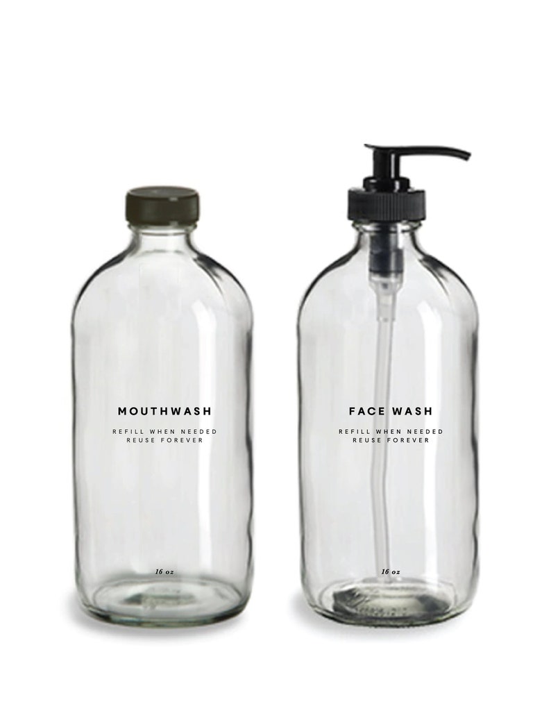 Mouthwash and Face Wash Bottles 16oz Glass Clear - Etsy