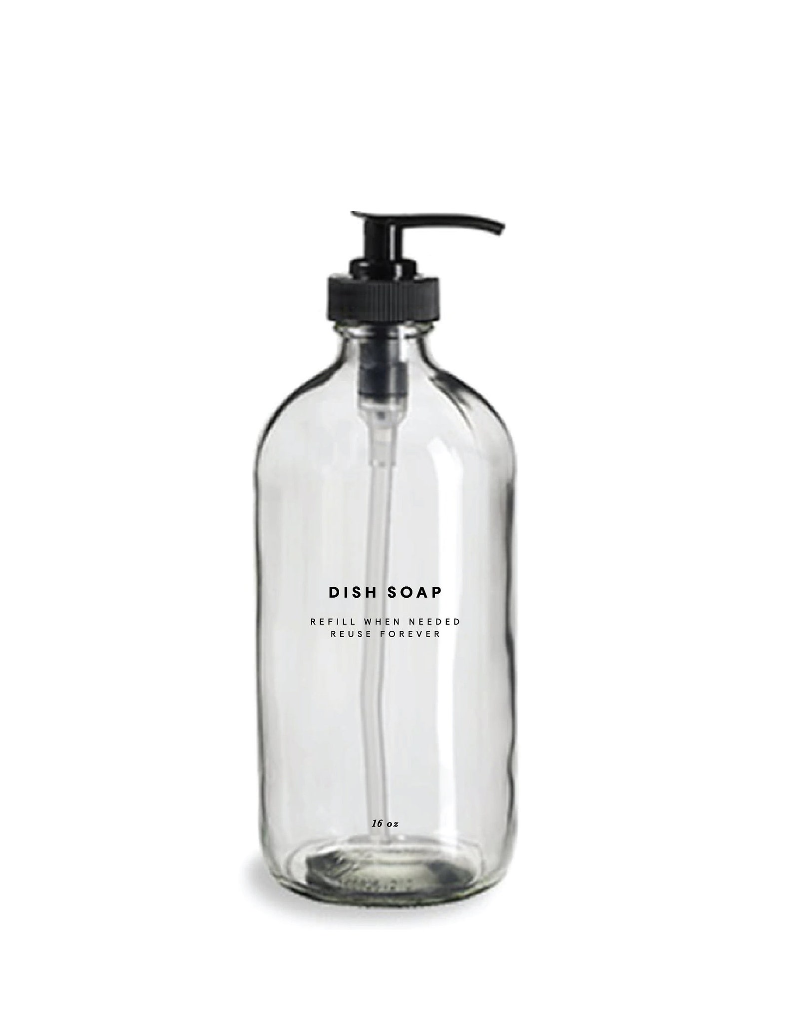 Dish Soap Bottle 16oz Glass Clear Refillable Reusable Etsy