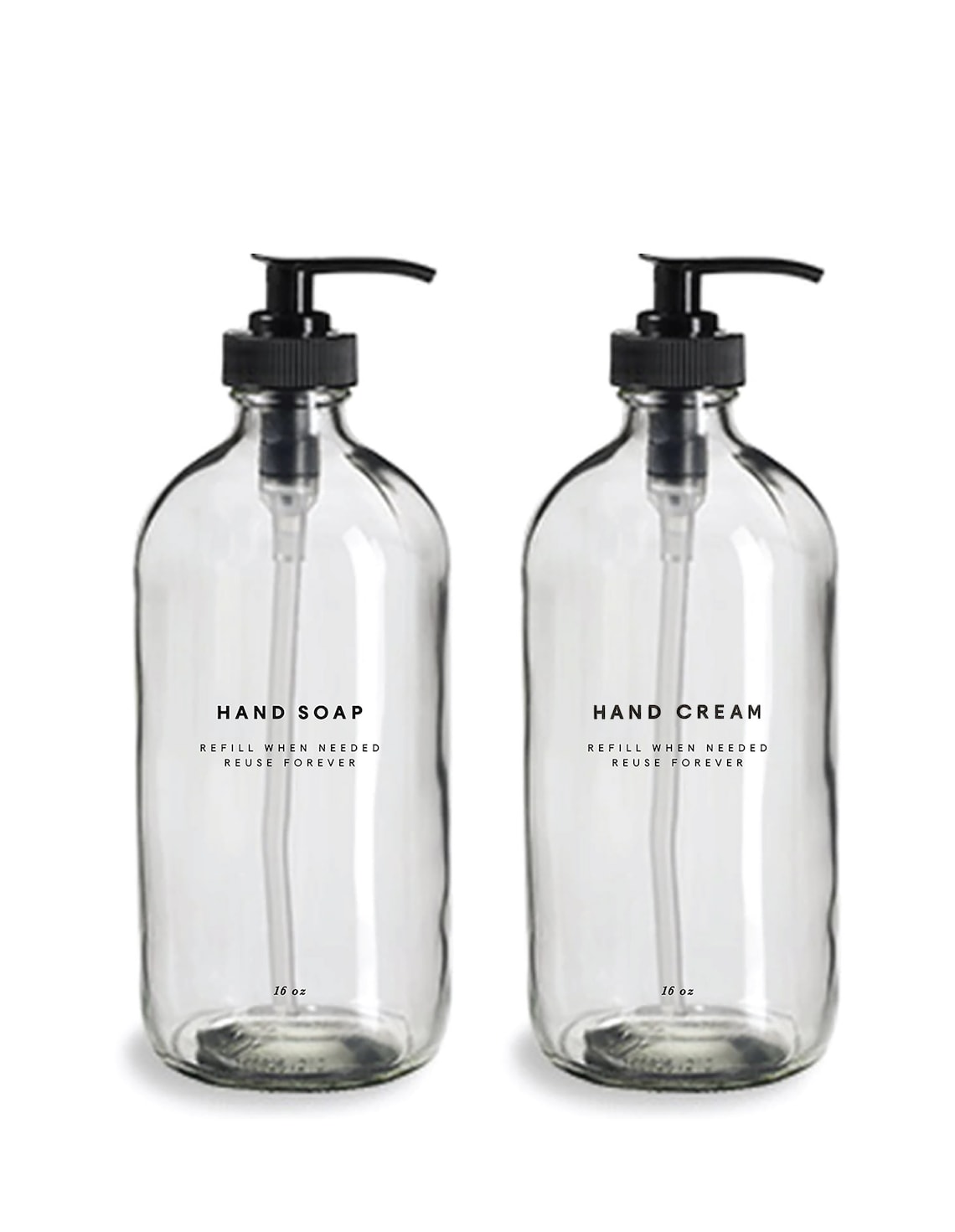 Hand Soap & Hand Cream Set 16oz Glass Clear Refillable - Etsy