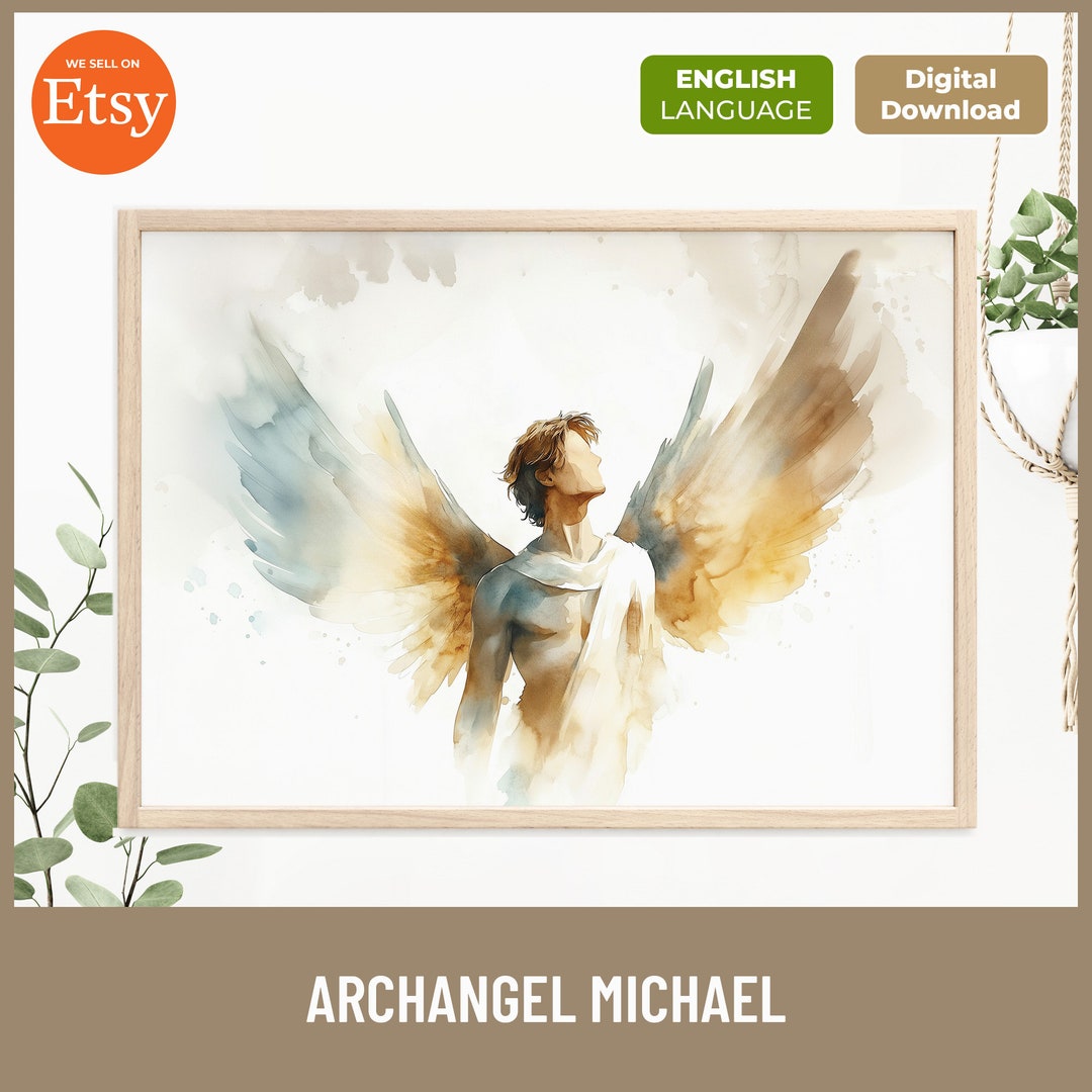 Archangel Michael Canvas Wall Art – Christian Angel Poster, Boho ...