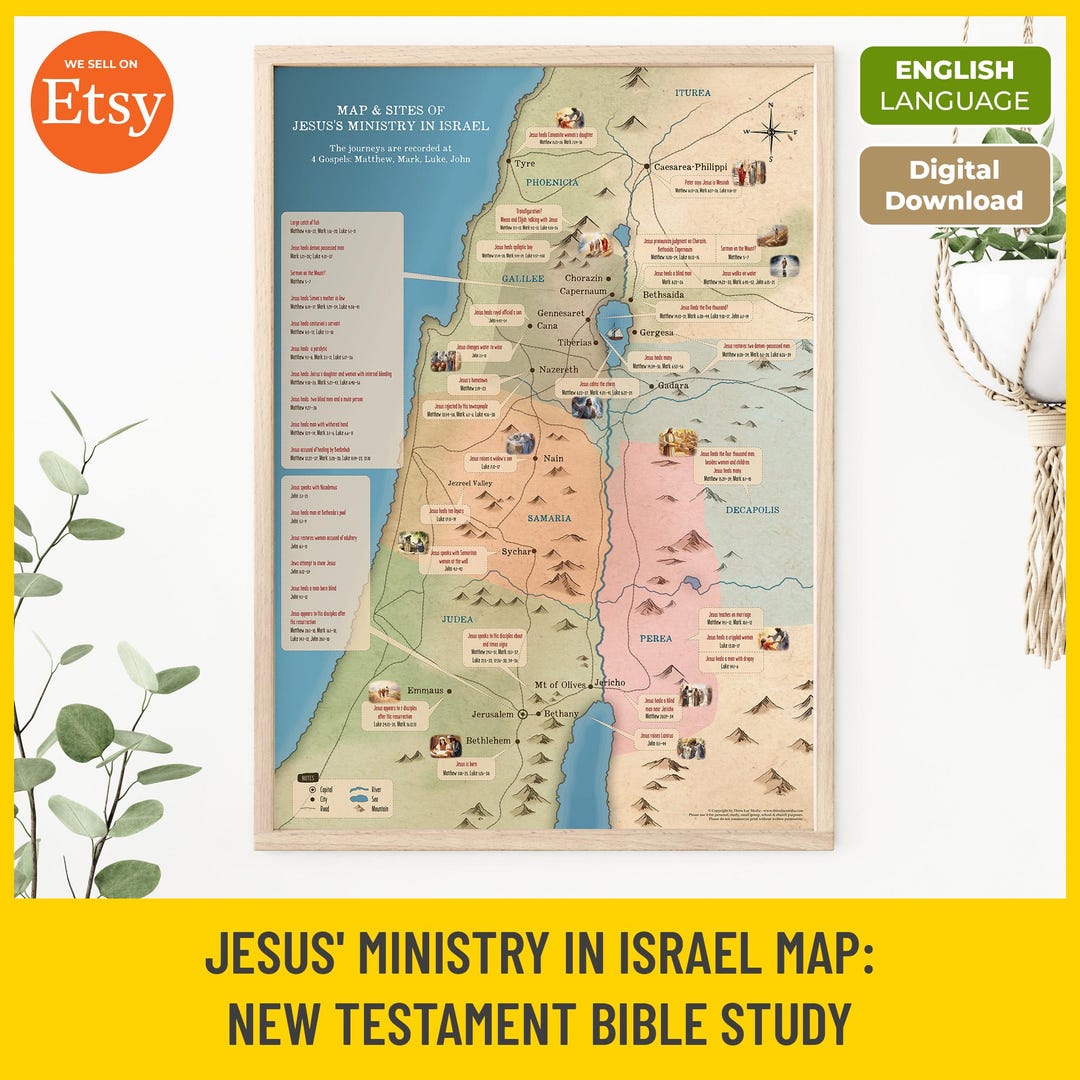 Jesus' Ministry in Israel Map: New Testament Bible Study (digital ...