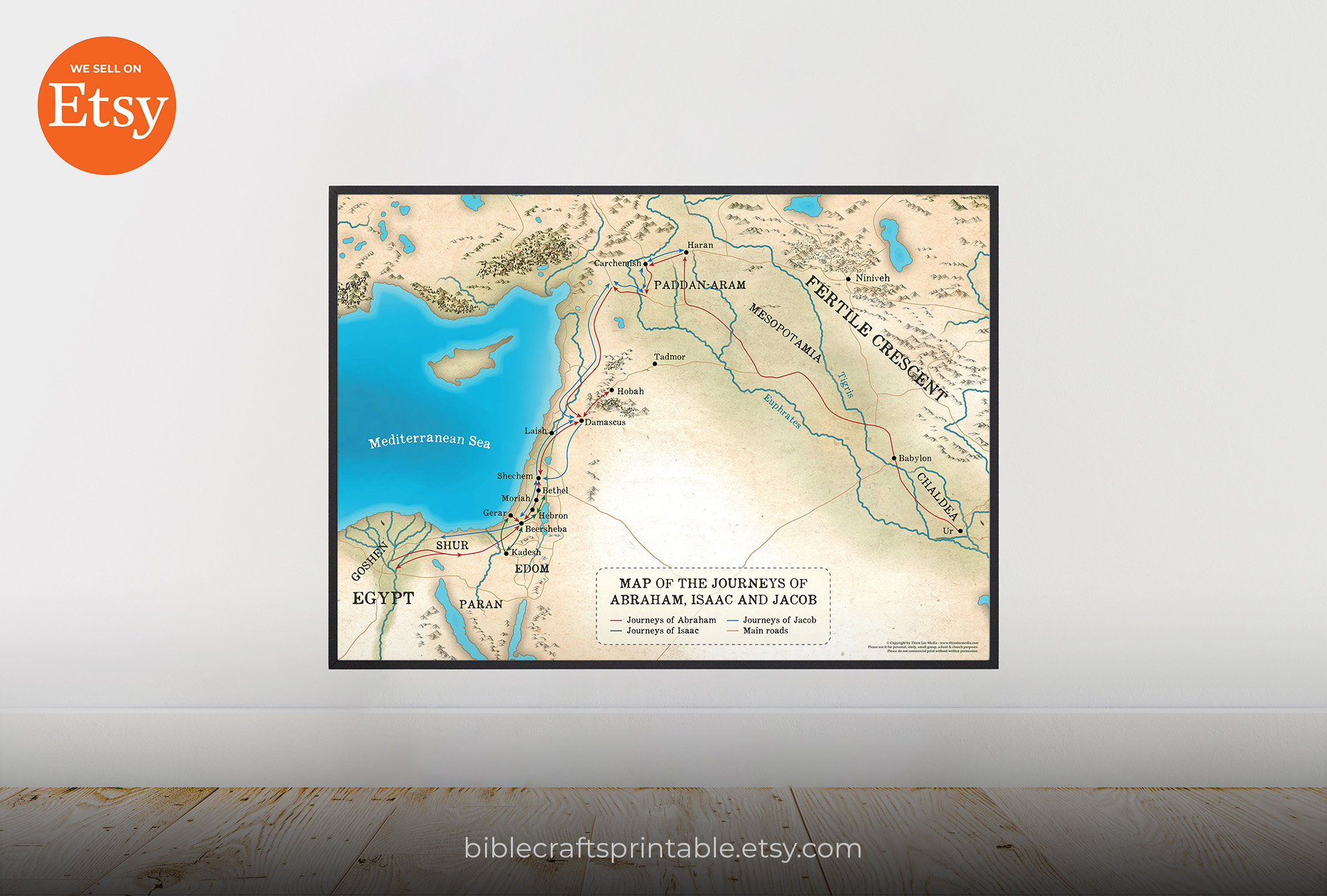 Abraham, Isaac & Jacob Journeys Map: Old Testament Bible Study (instant ...