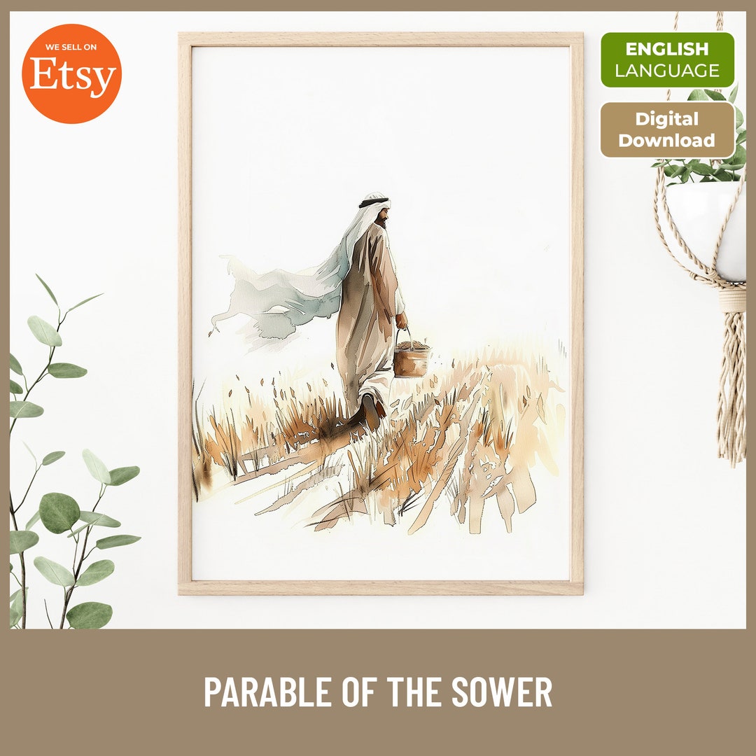 Parable of the Sower Watercolor Print: Christian Scripture Art (digital ...
