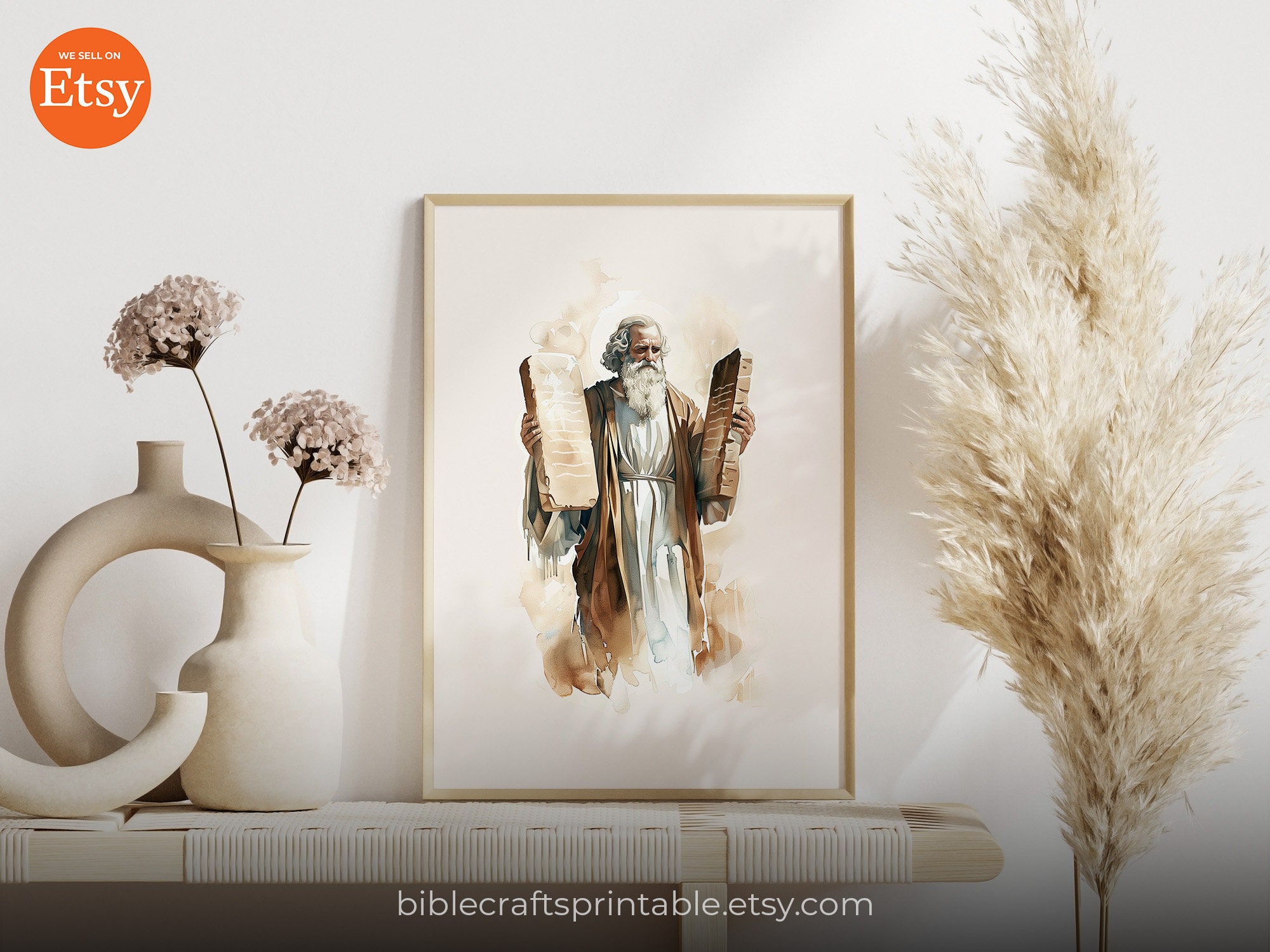 Moses and the Ten Commandments Canvas Wall Art Poster Modern Minimalist ...