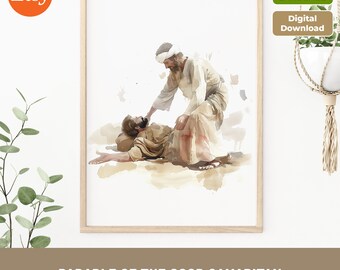 Parable of the Good Samaritan Canvas Wall Art Poster Holy Modern Bible ...