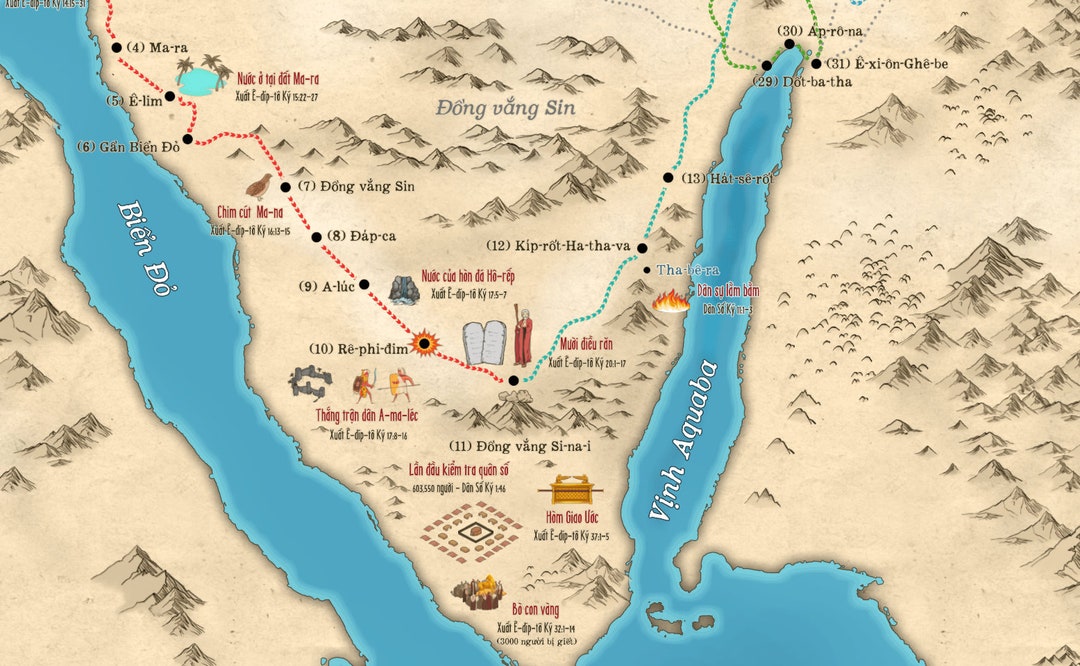 Mapa de la ruta del Éxodo de los Israelitas de Egipto versión - Etsy España