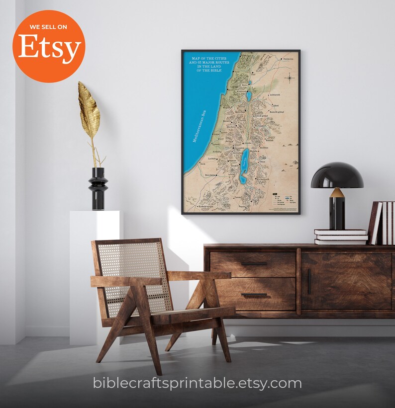 Bible Map: Ancient Cities & Roads of Old Testament (instant Download ...