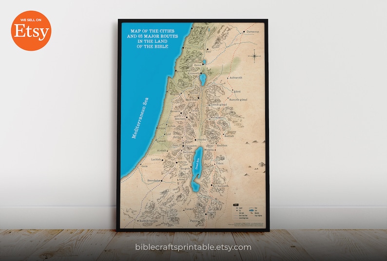 Bible Map: Ancient Cities & Roads of Old Testament (instant Download ...