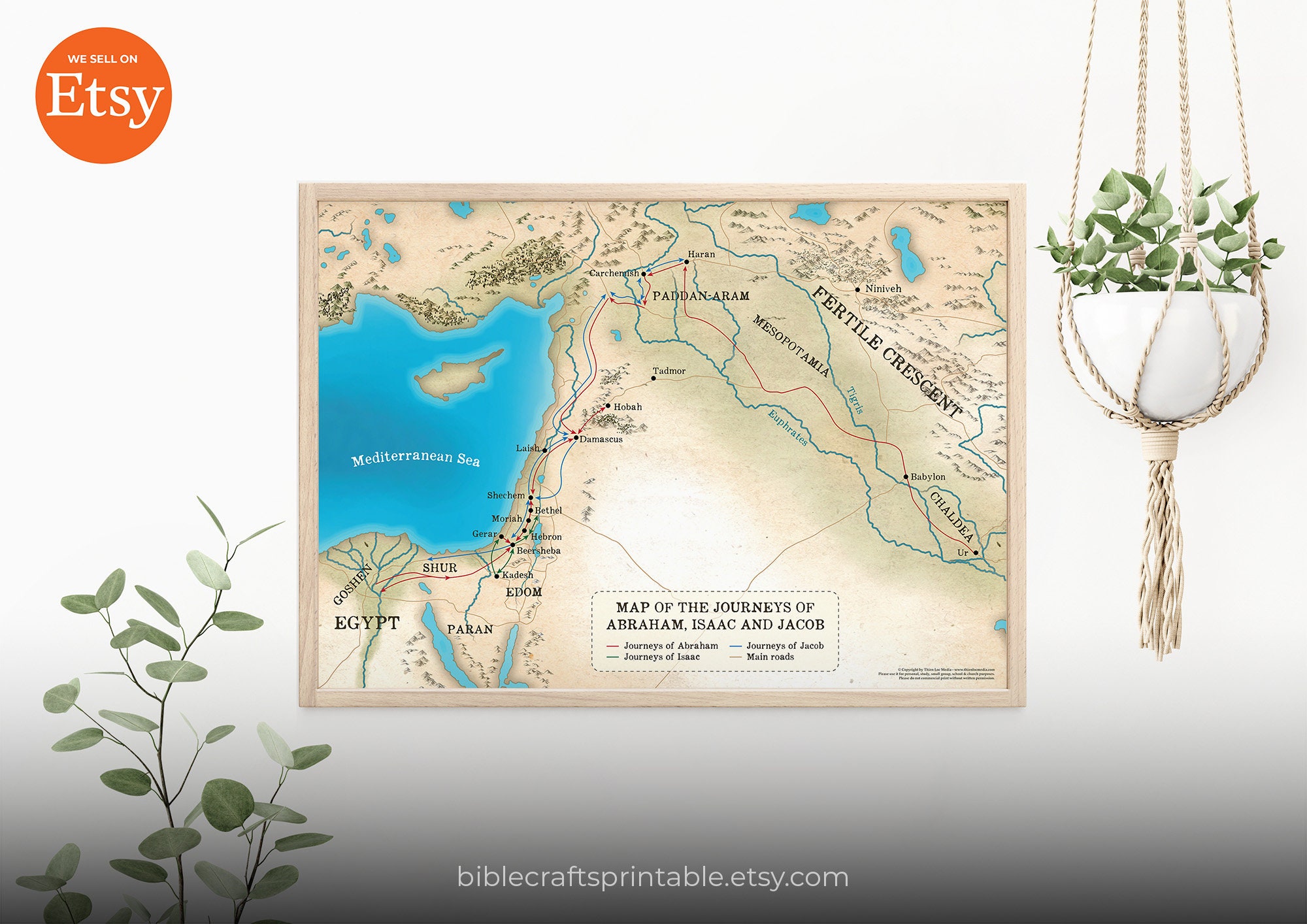 Abraham, Isaac & Jacob Journeys Map: Old Testament Bible Study (instant ...