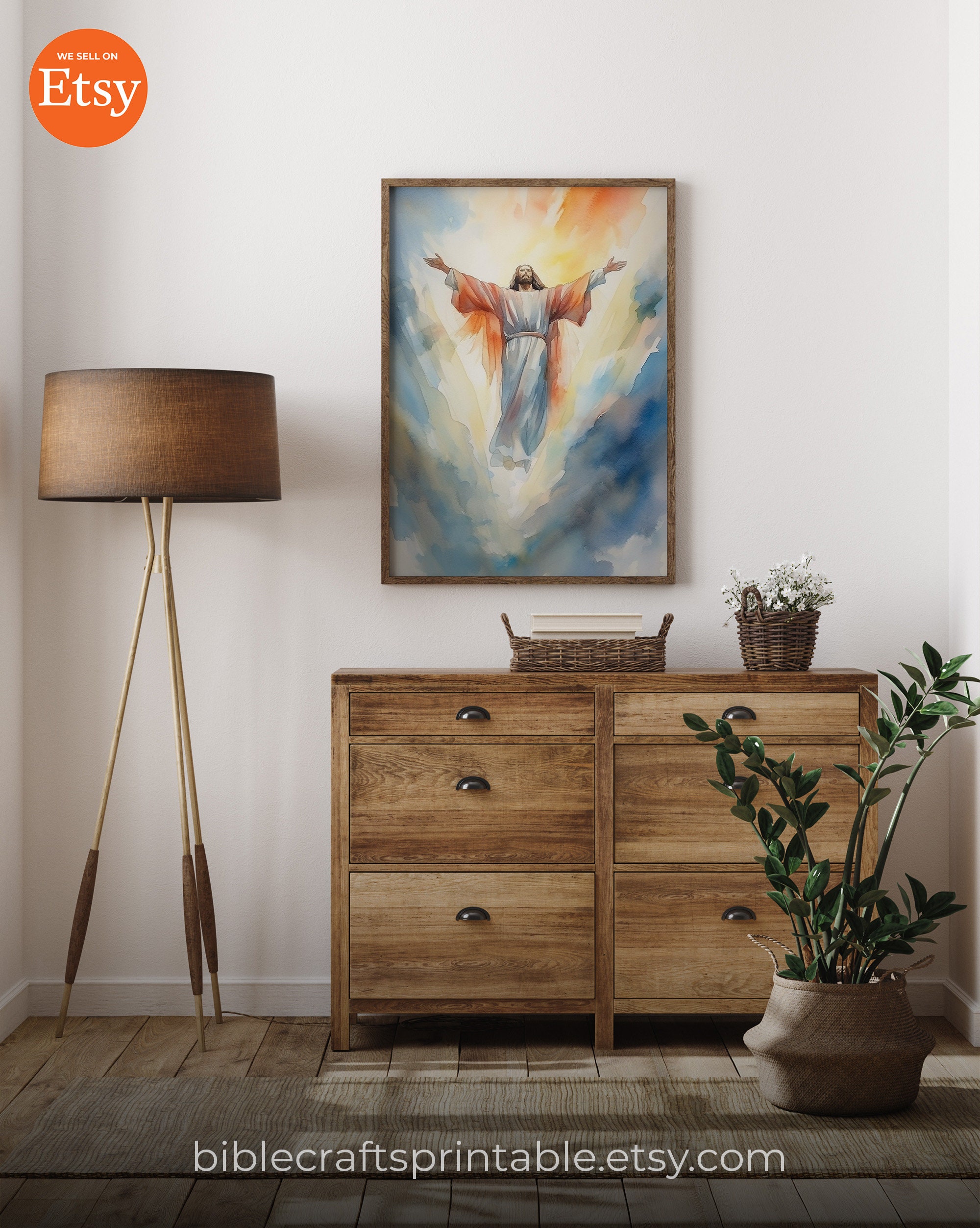 Ascension of Jesus Christ, Jesus Print, Christian Boho, Wall Art and ...