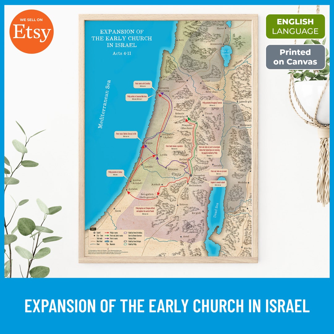 Early Church in Israel Map: Acts of the Apostles, Christian Wall Art - Etsy