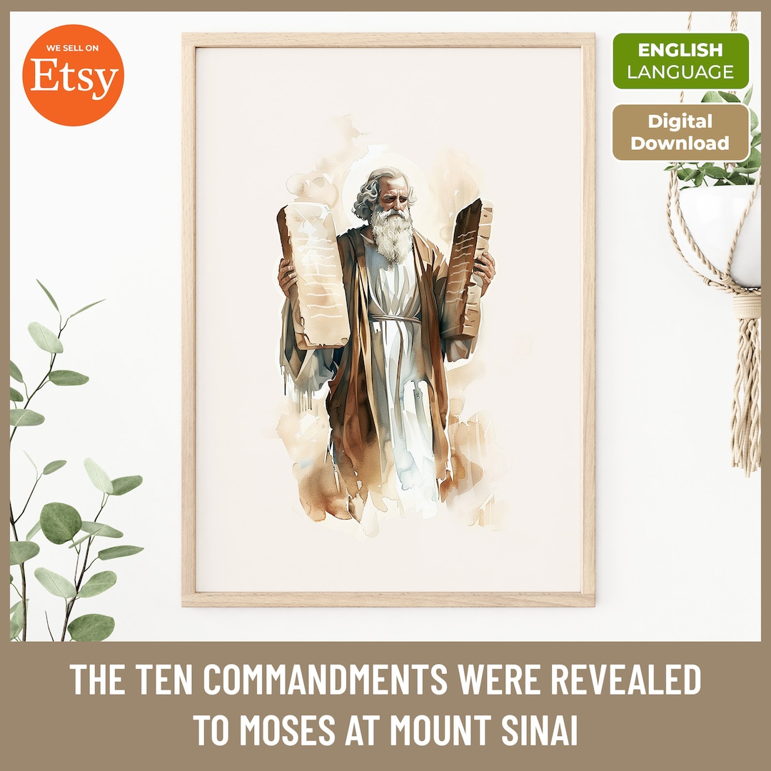 Moses and the Ten Commandments Canvas Wall Art – Christian Scripture ...