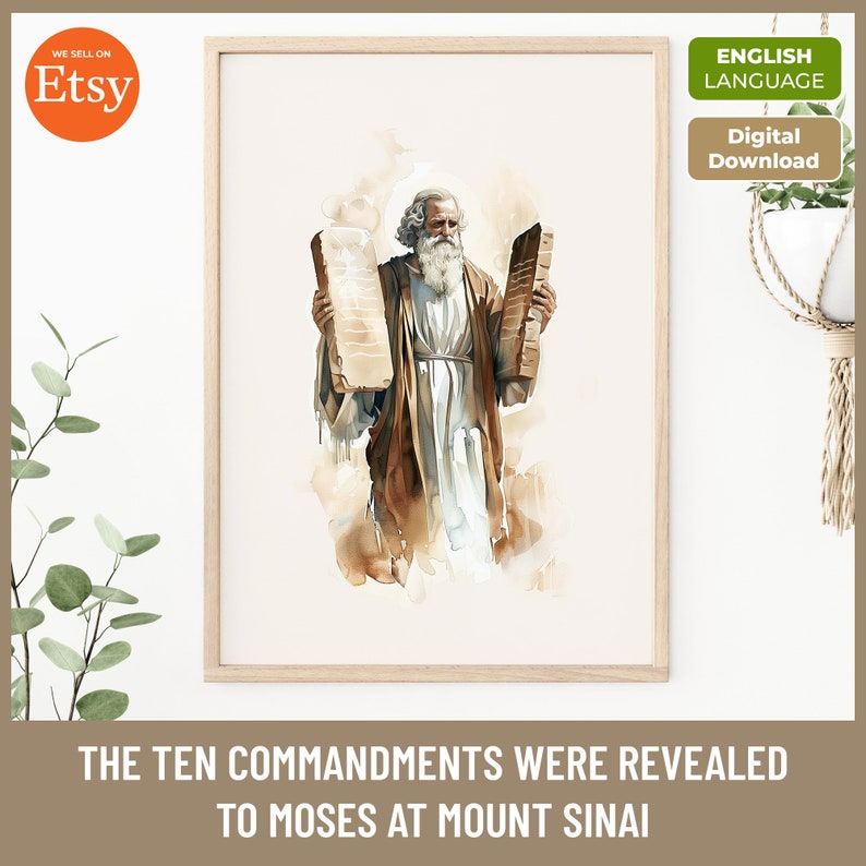 Moses and the Ten Commandments Canvas Wall Art – Christian Scripture ...