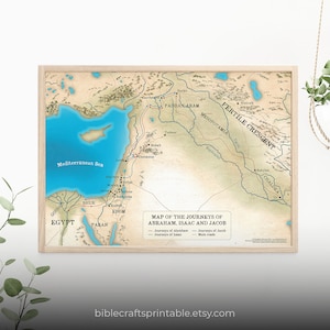 Abraham, Isaac & Jacob Map: Old Testament Journeys, Christian Wall Art ...